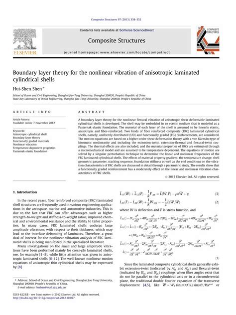 Pdf Boundary Layer Theory For The Nonlinear Vibration Of Anisotropic
