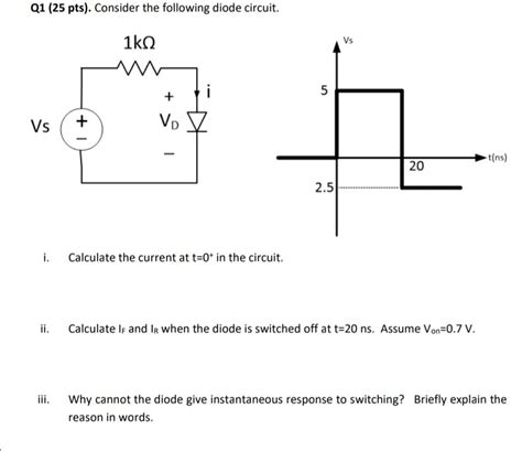 Solved Q1 (25 pts). Consider the following diode circuit. i. | Chegg.com