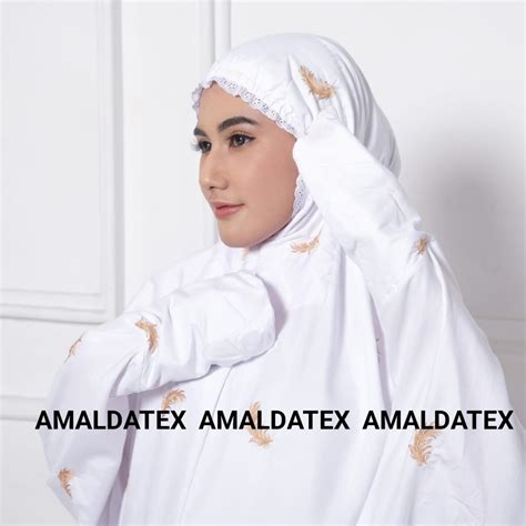 Jual Mukena Terusan Dewasa Putih Katun Premium Bordir Tabur Seribu Bulu Angsa Shopee Indonesia