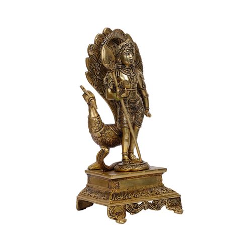 Brass Murugan With Peacock Ragaarts