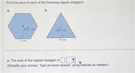 Solved Find The Area Of Each Of The Following Regular Chegg
