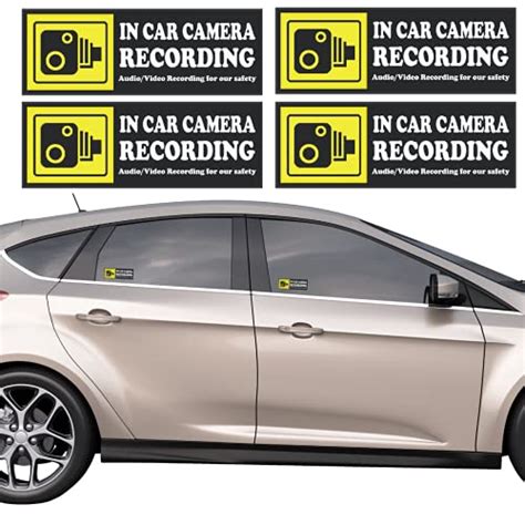 Camera Audio Video Recording Window Cars Stickers 4 Signs Removable