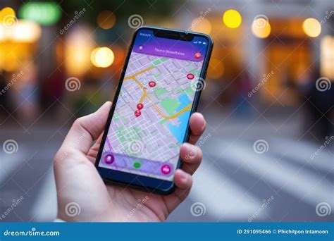 Gps Navigation And Map Icons On Blurred Road Abstract Background Stock Illustration