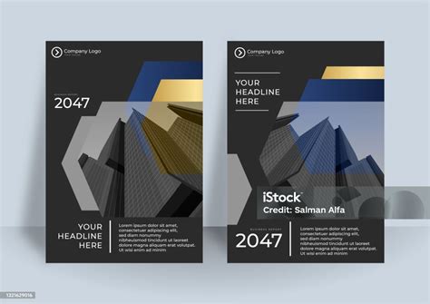 Desain Template Sampul Bisnis Perusahaan Diatur Dengan Warna Biru Tua