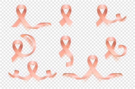 Premium Vector Vector 3d Realisticpeach Ribbon Set Uterine Cancer