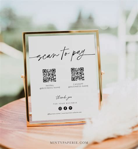 Scan To Pay Sign Cash App Venmo Paypal Sign Business Qr Code Pay