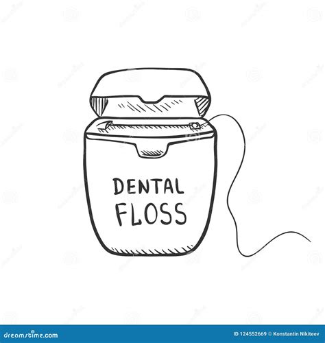 Vector Sketch Illustration Dental Floss Stock Vector Illustration