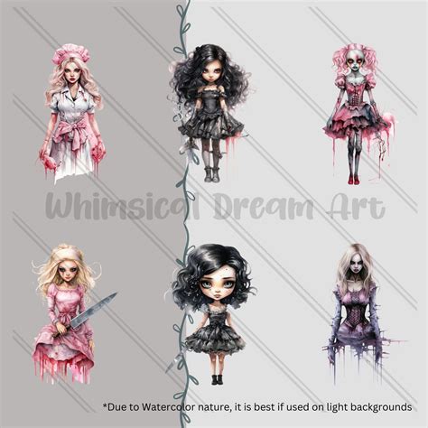 31 Creepy Doll Clipart Bundle Horror Fashion Doll Vintage Etsy