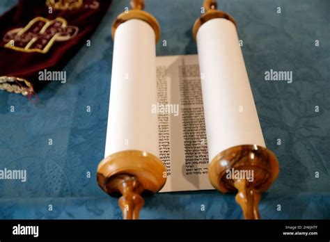 Torah Scroll Used In The Ritual Of Torah Reading During Jewish Prayers