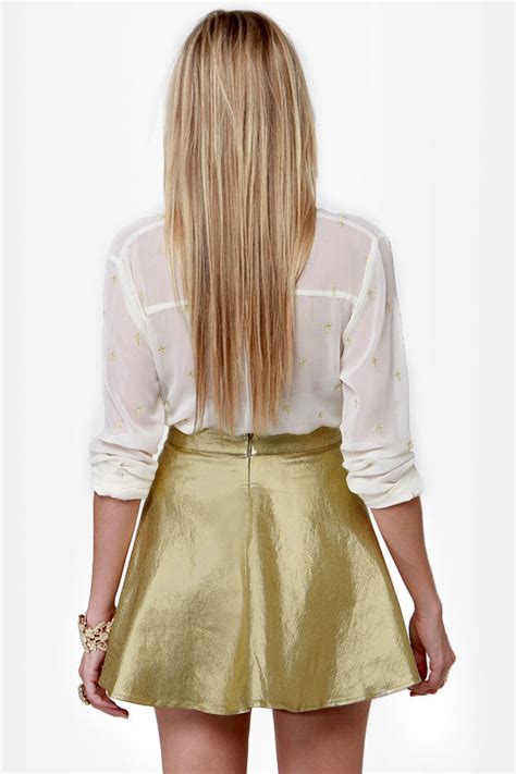 Cute Metallic Skirt Gold Skirt Mini Skirt 32 00 Lulus