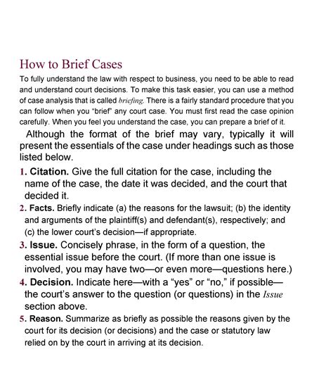 40 Case Brief Examples And Templates Templatelab