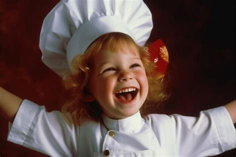 Premium Photo Happy Girl In Chef Costume With Generative Ai