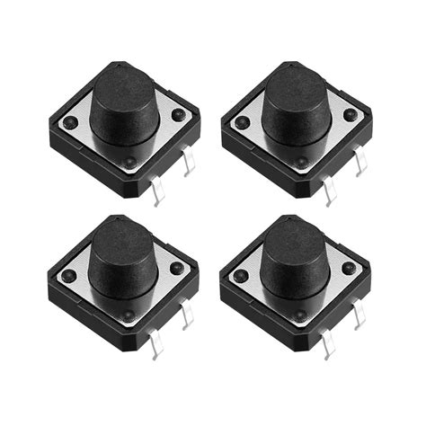 20pcs Momentary Pcb Side Mounting Bracket Push Button Tact Switch Dip 6x6x12mm Blacksilver