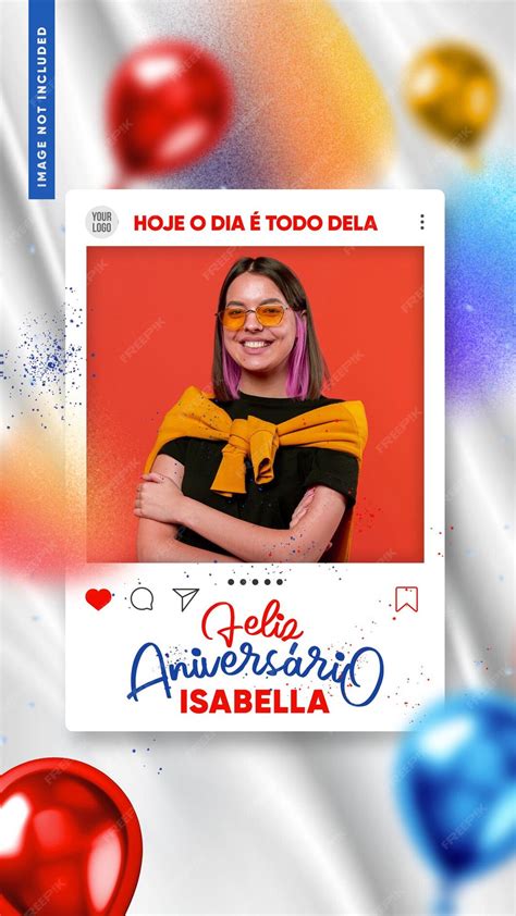 Social Media Stories Template Happy Birthday Isabella Premium Psd