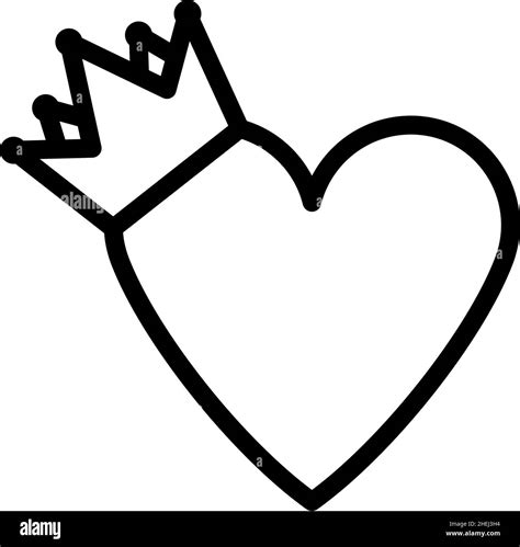 Valentine Heart Crown Icon Bold Outline Design With Editable Stroke Width Vector Illustration