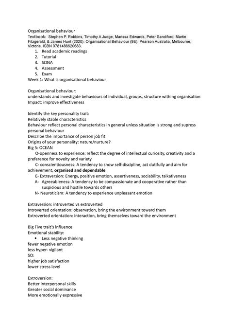 Organisational Behaviour Organisational Behaviour Textbook Stephen P