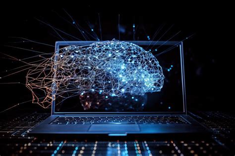artificial intelligence with neural networks on laptop monitor screen