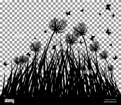 Vector Grass Silhouettes Background All Objects Are Separated Stock