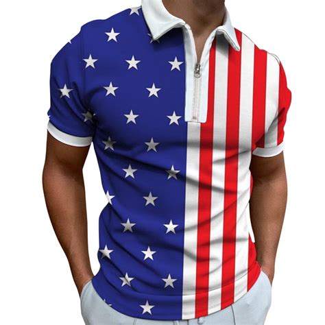 Jawafange American Flag Polo Shirts For Men Mens Casual T Shirts Short