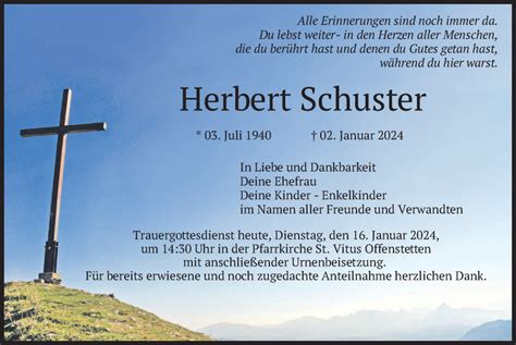Traueranzeigen Von Herbert Schuster Trauer Merkur De
