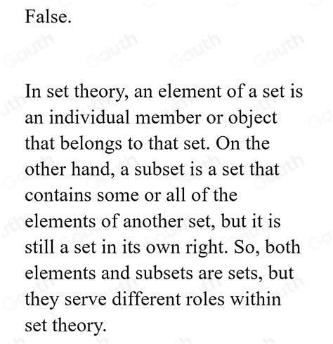Solved An Element Of A Set Is A Set In Its Own Right While A Subset Is