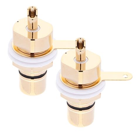 Unbranded 2 Pcs Pure Copper With Step Rca Female Seat Amplifier