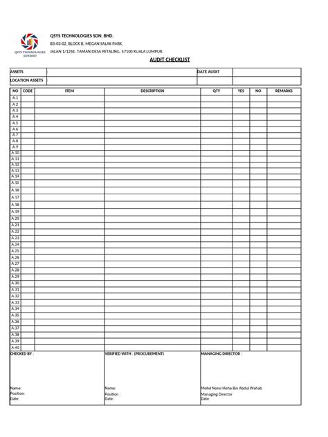 Audit Form Pdf