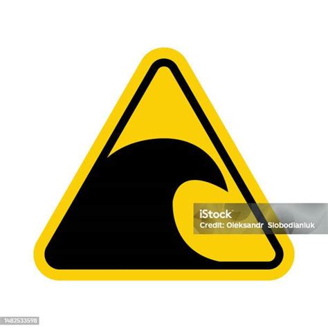 Tsunami Sign Tsunami Warning Sign Yellow Triangle Sign With Tsunami