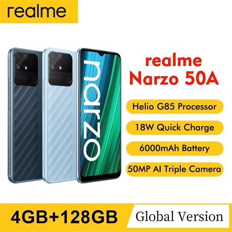 Realme Narzo 50A RMX3430 Global Version Smartphone 6 5 4GB 128GB Helio