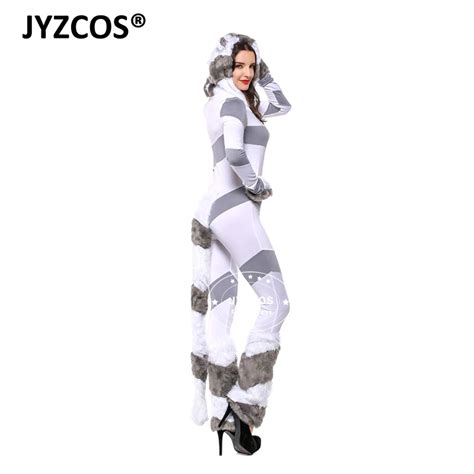 Jyzcos Adult Striped Velvet Polar Bear Costume Halloween Costumes For