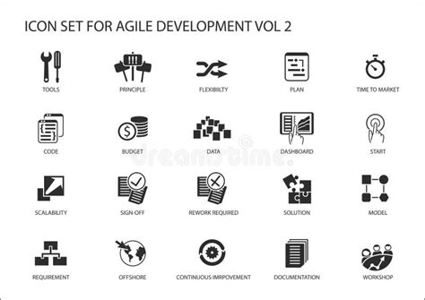 Agile Software Development Icon Set Stock Vector Illustration Of Scrum Flexibility 92634852