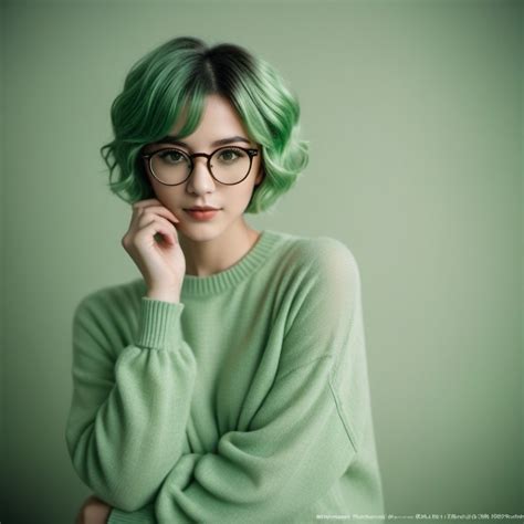 Green Haired Character With Round Glasses Stable Diffusion Online