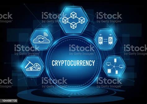 라인 아이콘 배너에 대 한 창조적인 디자인으로 Cryptocurrency와 Blockchain 개념 벡터 일러스트 레이 션