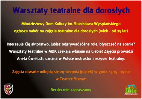 Warsztaty teatralne dla dorosłych Młodzieżowy Dom Kultury im
