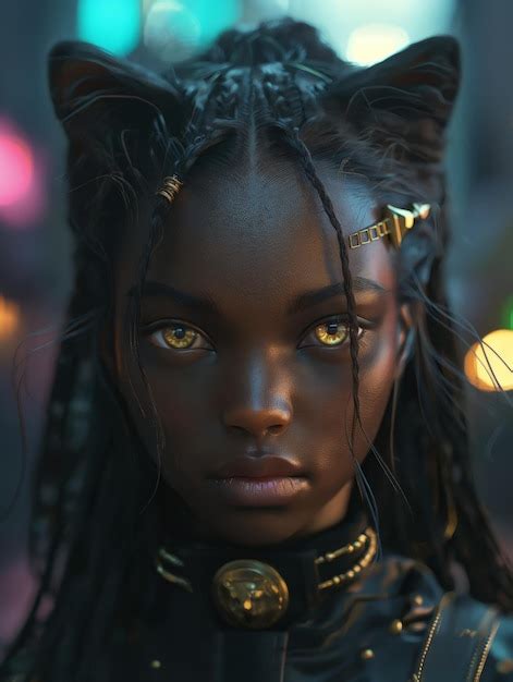 Beautiful Female Portrait In An African Girl In Panther Style Ai