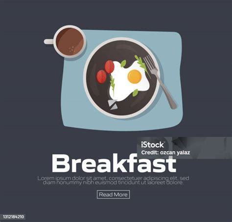 Konsep Desain Datar Modern Sarapan Dengan Ilustrasi Stok Unduh Gambar