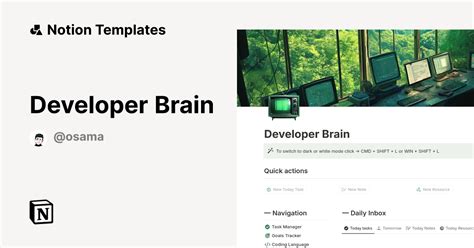 Developer Brain Template Notion Marketplace