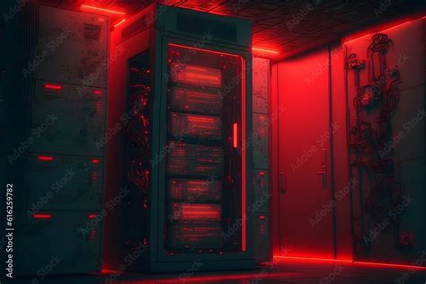 Red Server Room Realistic Highly Detailed Rendered Octane Maxon