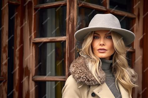 Premium Photo A Stylish Woman In A Beret And Trench Coat