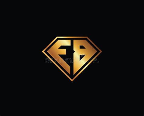 Fb Diamond Shape Gold Color Letter Logo Design Stock Vector