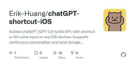 github erik huang chatgpt shortcut ios access chatgpt gpt 3 5 turbo
