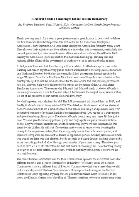 Electoral Bonds And Challenges Prashant Bhushan Electoral Bonds