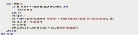 Menampilkan Data Barang Ke Dalam Datagridview Menggunakan Dataset All