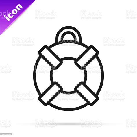 흰색 배경에 격리 된 블랙 라인 Lifebuoy 아이콘 구명벨트 기호 벡터 긴급 표시에 대한 스톡 벡터 아트 및 기타 이미지 긴급 표시 아이콘 항해 선박 Istock