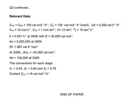 Q3 A The First Order Reversible Liquid Phase