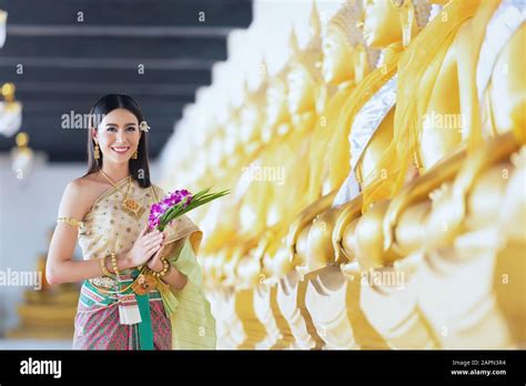 Beautiful Woman In Traditional Dress Costumeasian Woman Wearing
