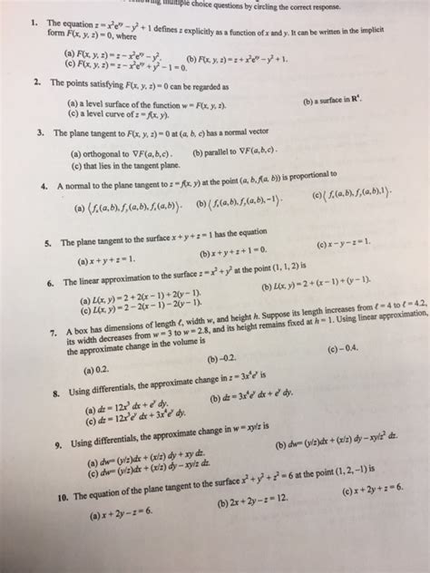 Solved The Equation Z X2 Exy Y2 1 Defines Z