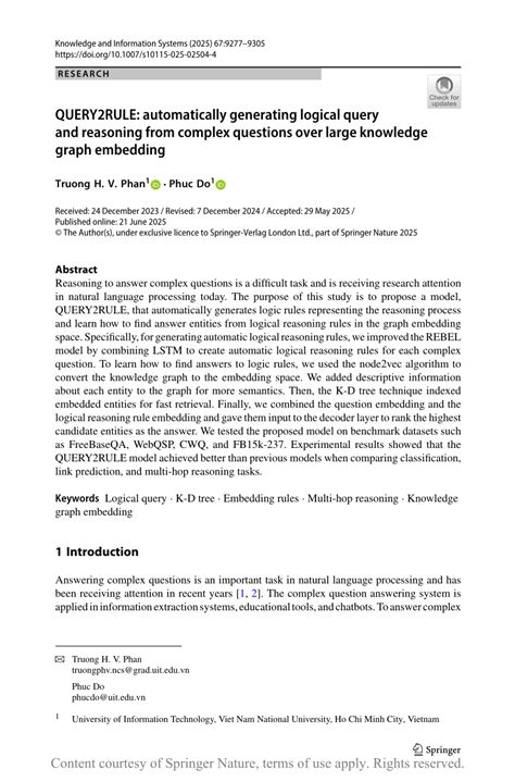 Query2rule Automatically Generating Logical Query And Reasoning From Complex Questions Over
