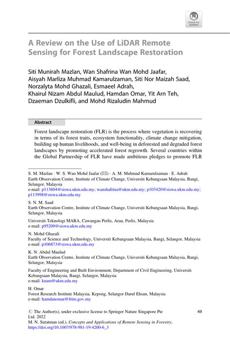 Pdf A Review On The Use Of Lidar Remote Sensing For Forest Landscape