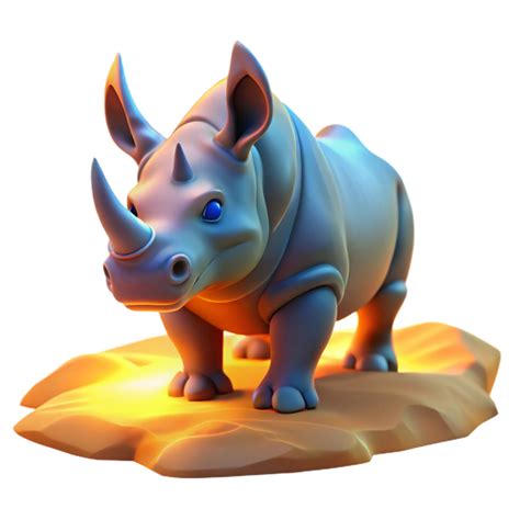 Elegant Rustic Cute Cartoon Rhino 3d Render Detailed 56408545 Png